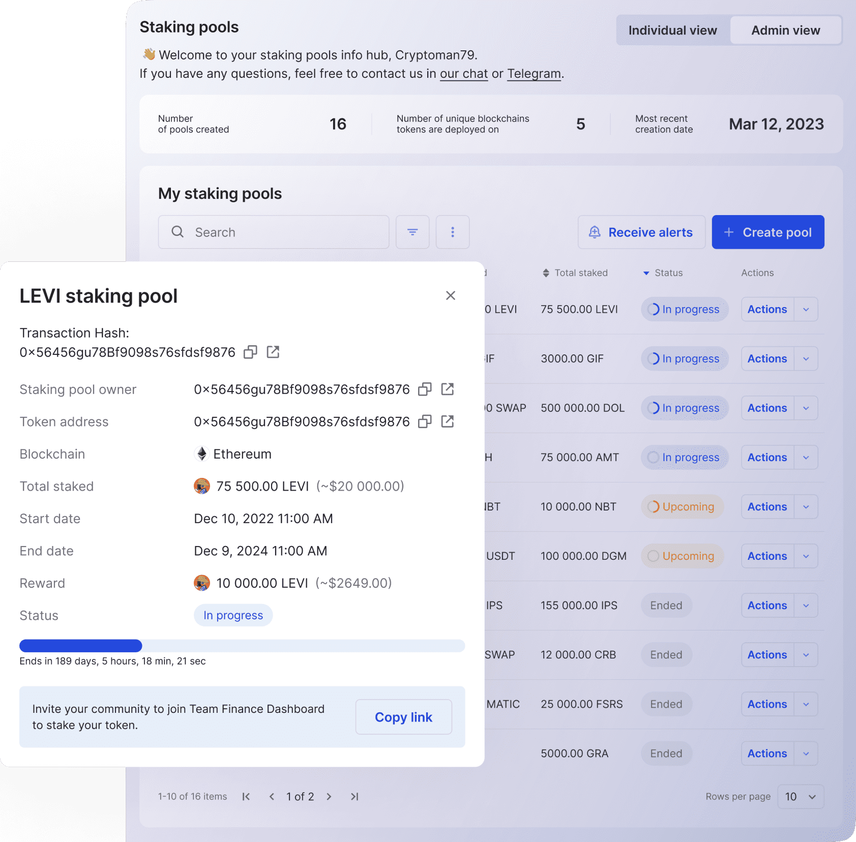 Maximize Staking Rewards with our easy to use Staking Pool Dashboard