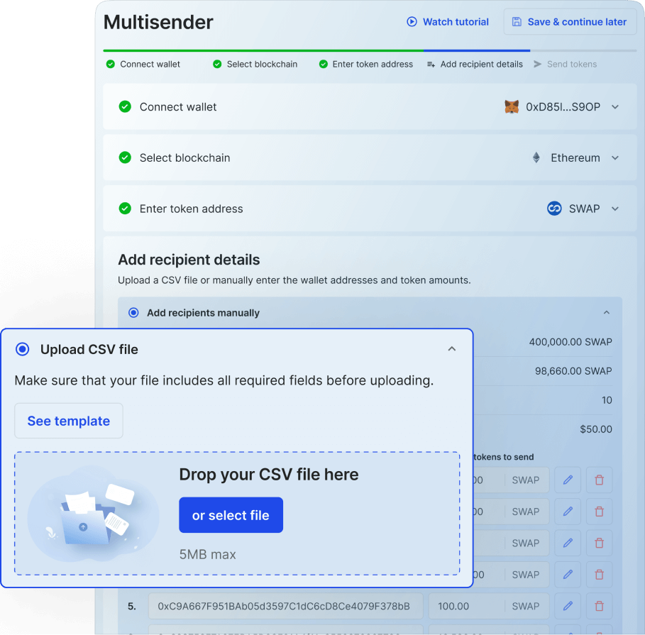 #1 Token Multisender: Easier, Faster & More Blockchain Support