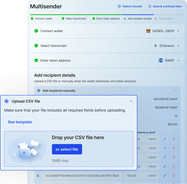 #1 Token Multisender: Easier, Faster & More Blockchain Support