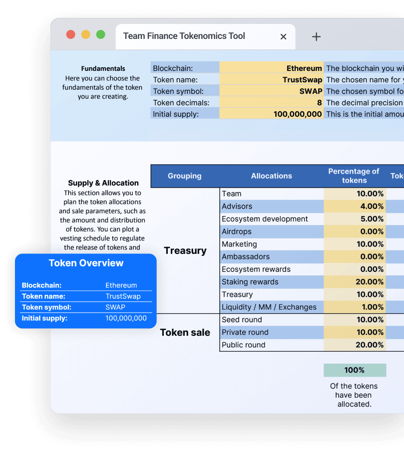 Team Finance: Token & Liquidity Locks + Launch Tokens & Vesting Contracts - Tokenomics
